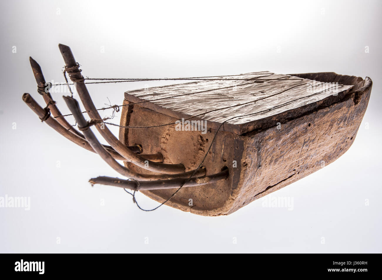 Handmade african instrument, guitar species isolated on white ...