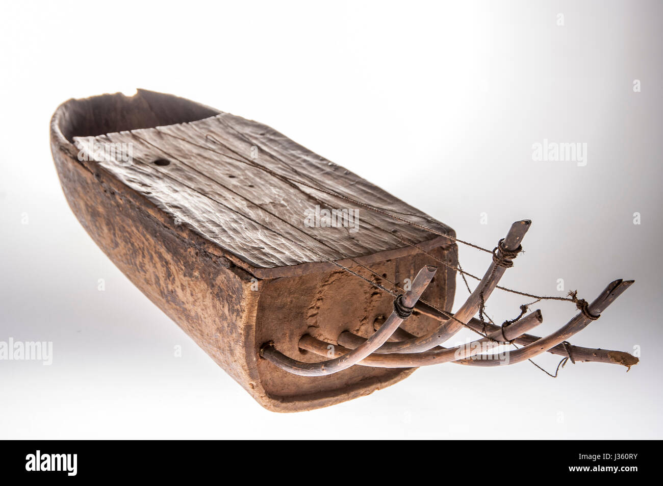 Handmade african instrument, guitar species isolated on white ...