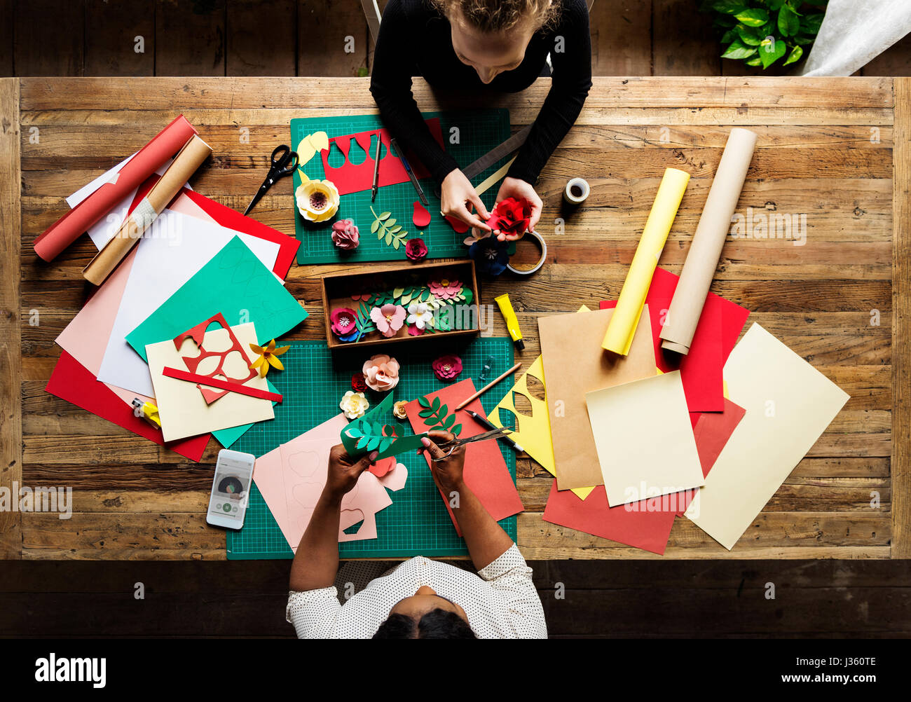 People Making Paper Flowers Craft Art Work Handicraft Stock Photo - Alamy