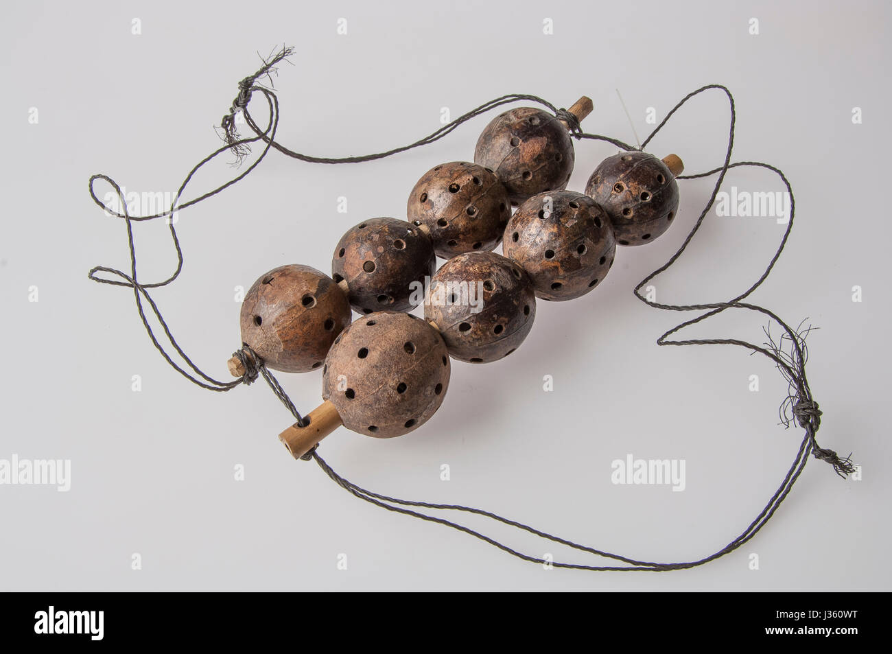 African handmade instrument, rattle isolated on white background Stock ...