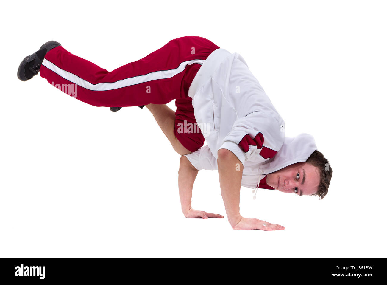 Disco dancer showing some movements against isolated white background ...