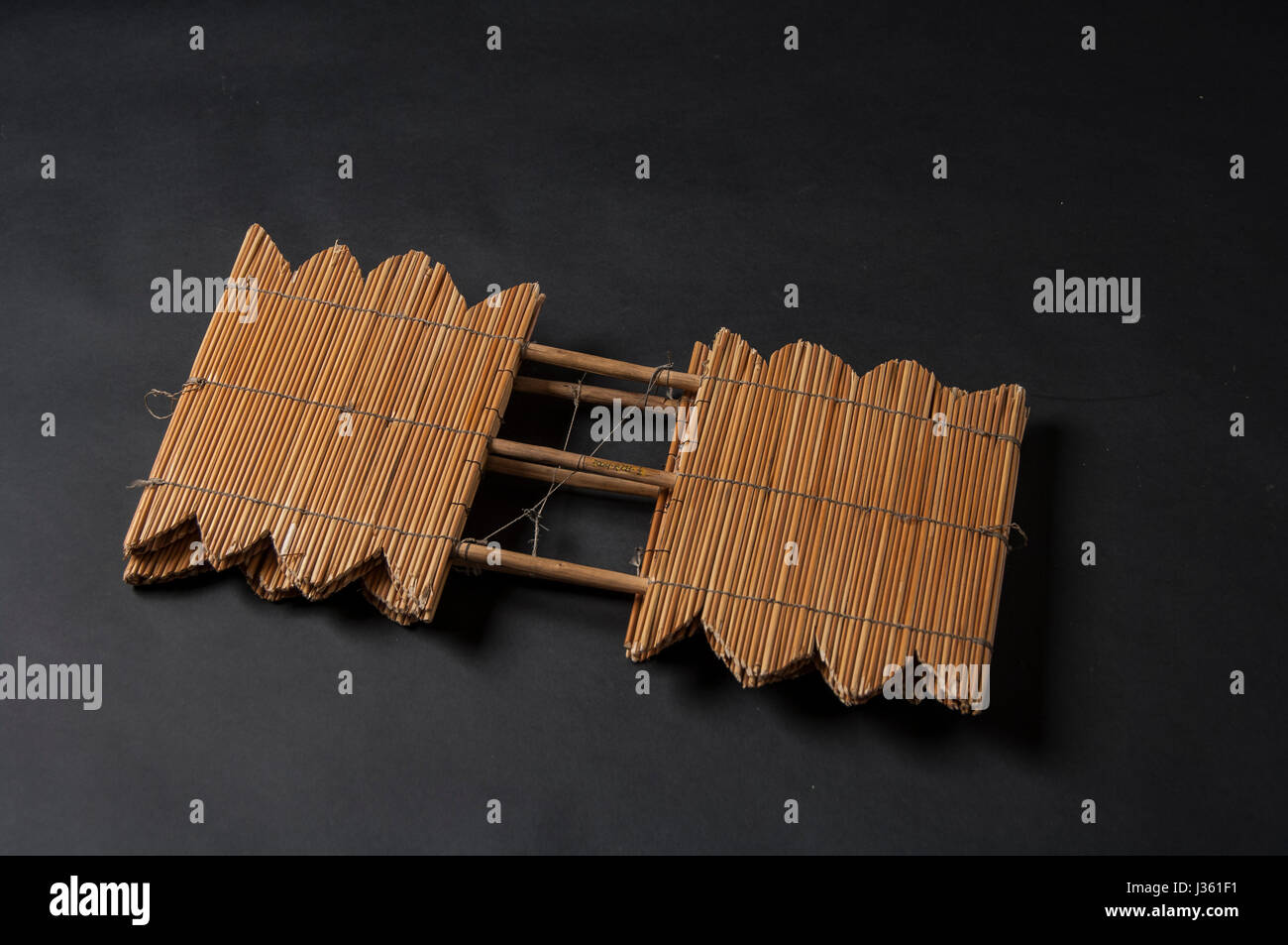 Hand made african instrument, wooden pipes, isolated on black ...