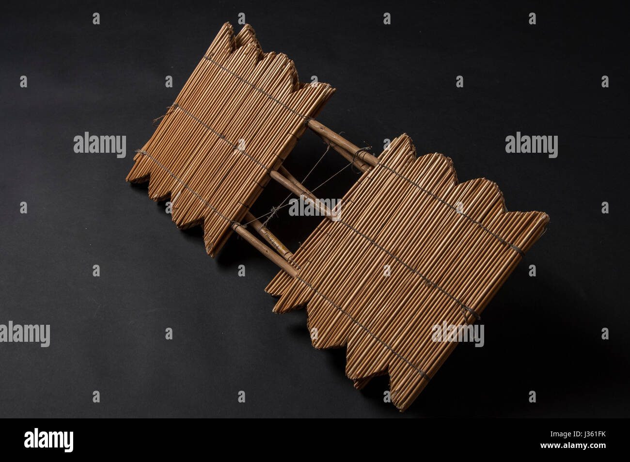 Hand made african instrument, wooden pipes, isolated on black ...