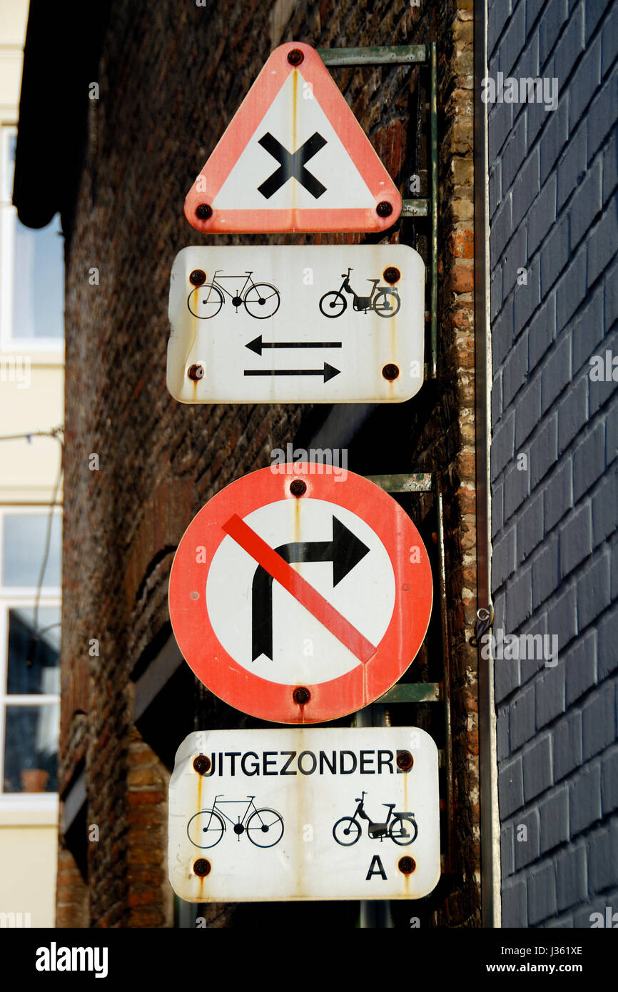Street signs in Bruges, Belgium Stock Photo - Alamy