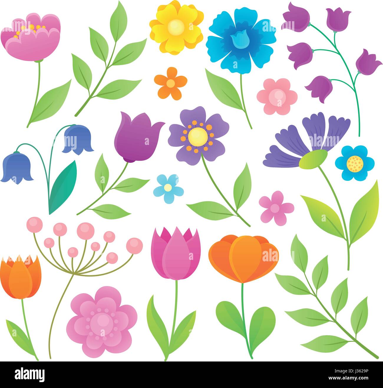 Stylized flowers topic set 1 - eps10 vector illustration Stock Vector ...