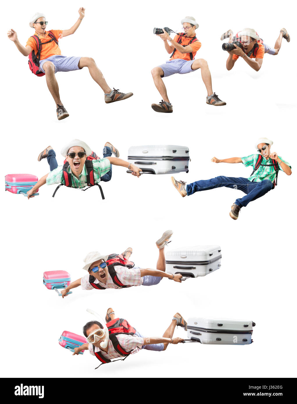 portrait asian younger man flying and vacation activities happiness ...