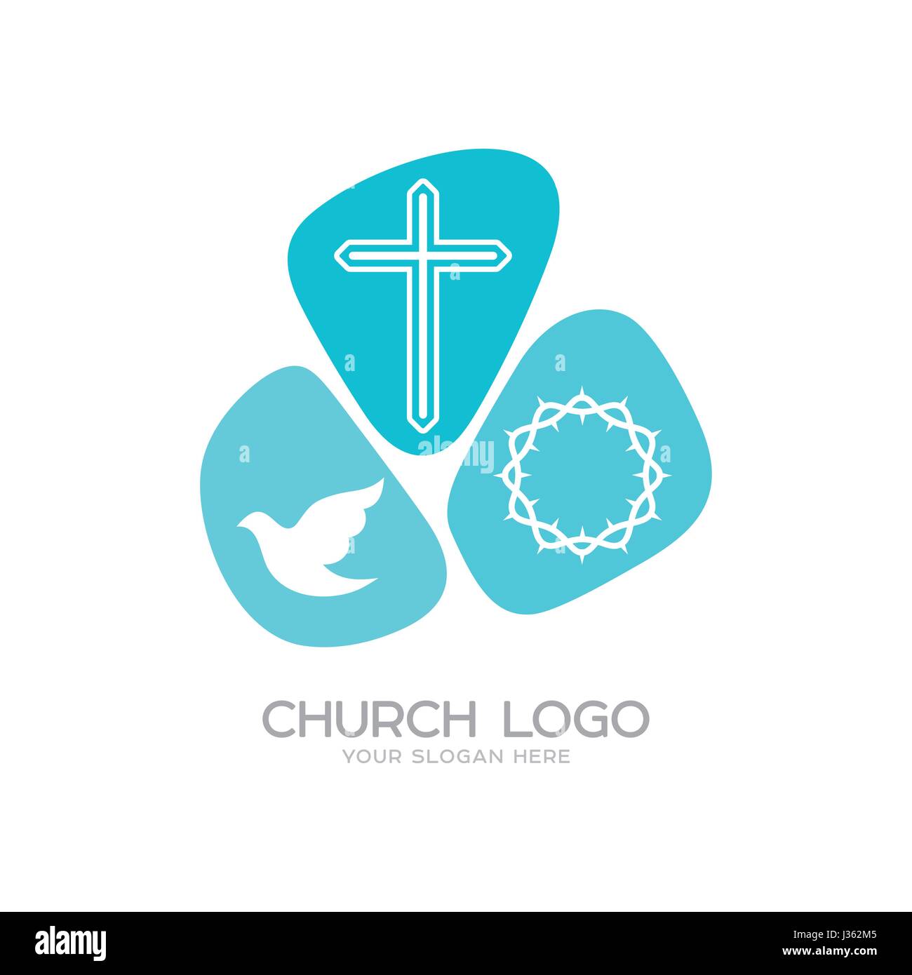 Church logo. Christian symbols. The cross of Jesus Christ, a dove - the ...