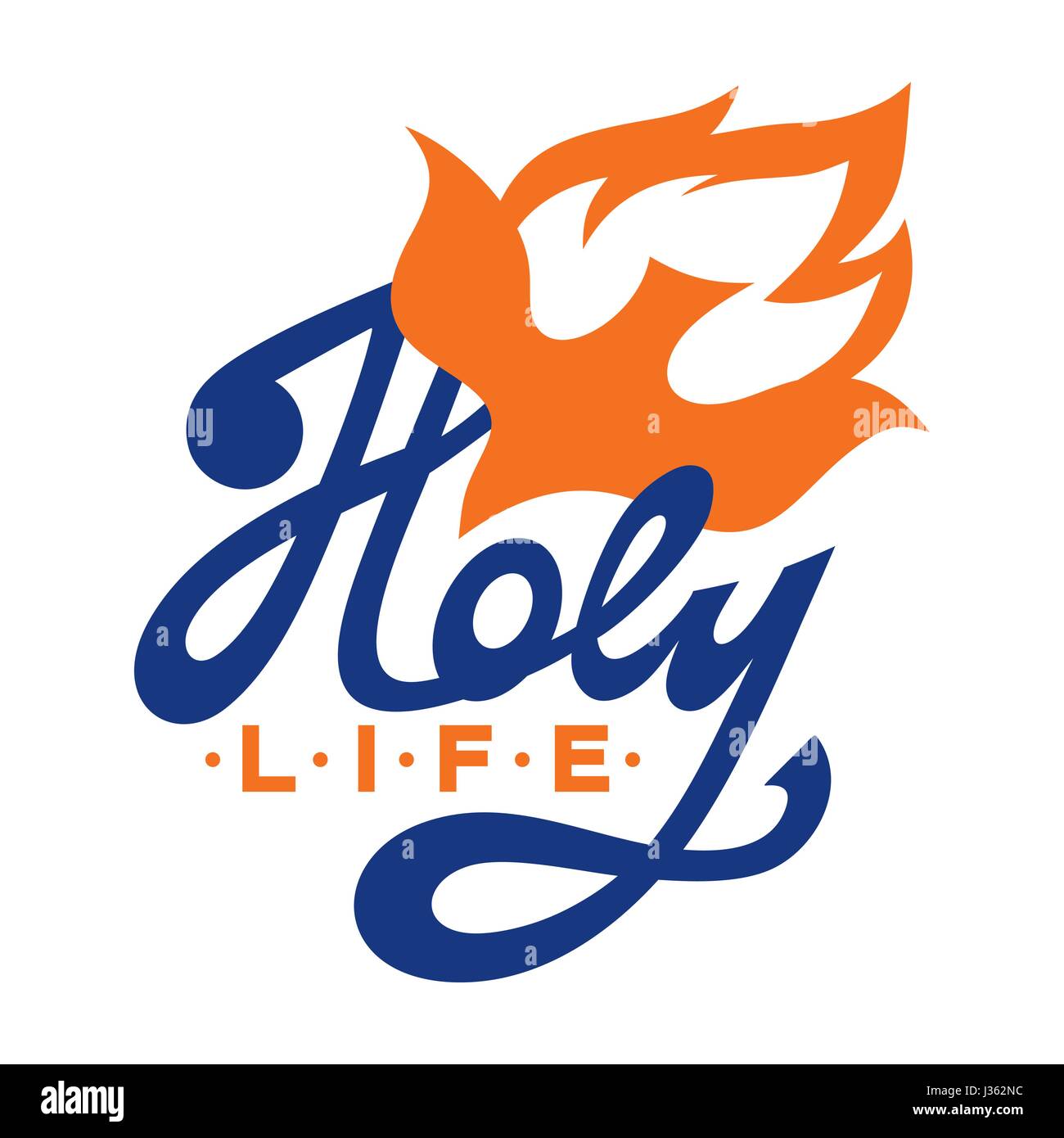 Christian typography, lettering, drawing by hand. Holy life Stock ...