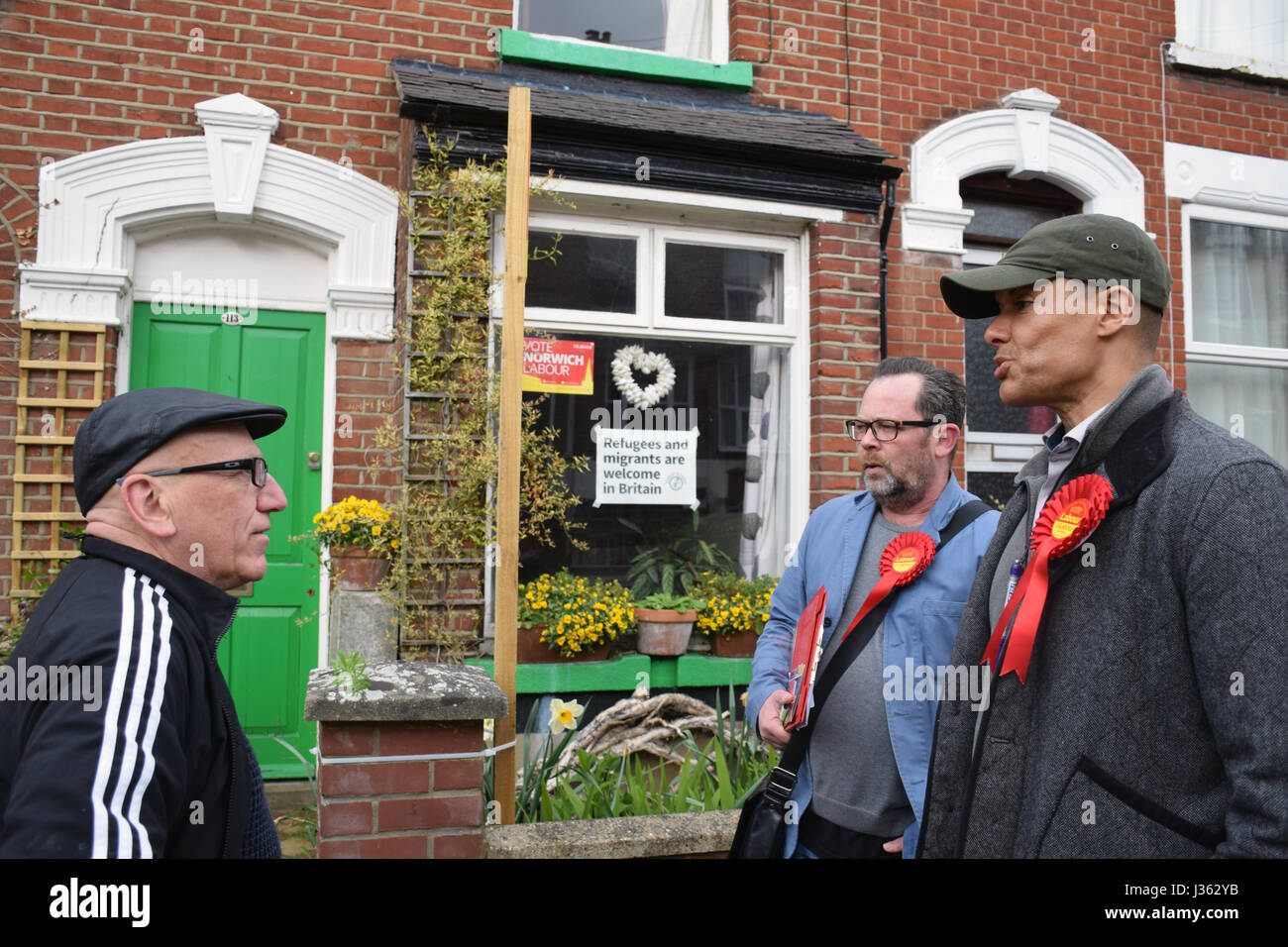 Clive Lewis, Labour MP for Norwich South, canvassing in Norwich 2 days ...