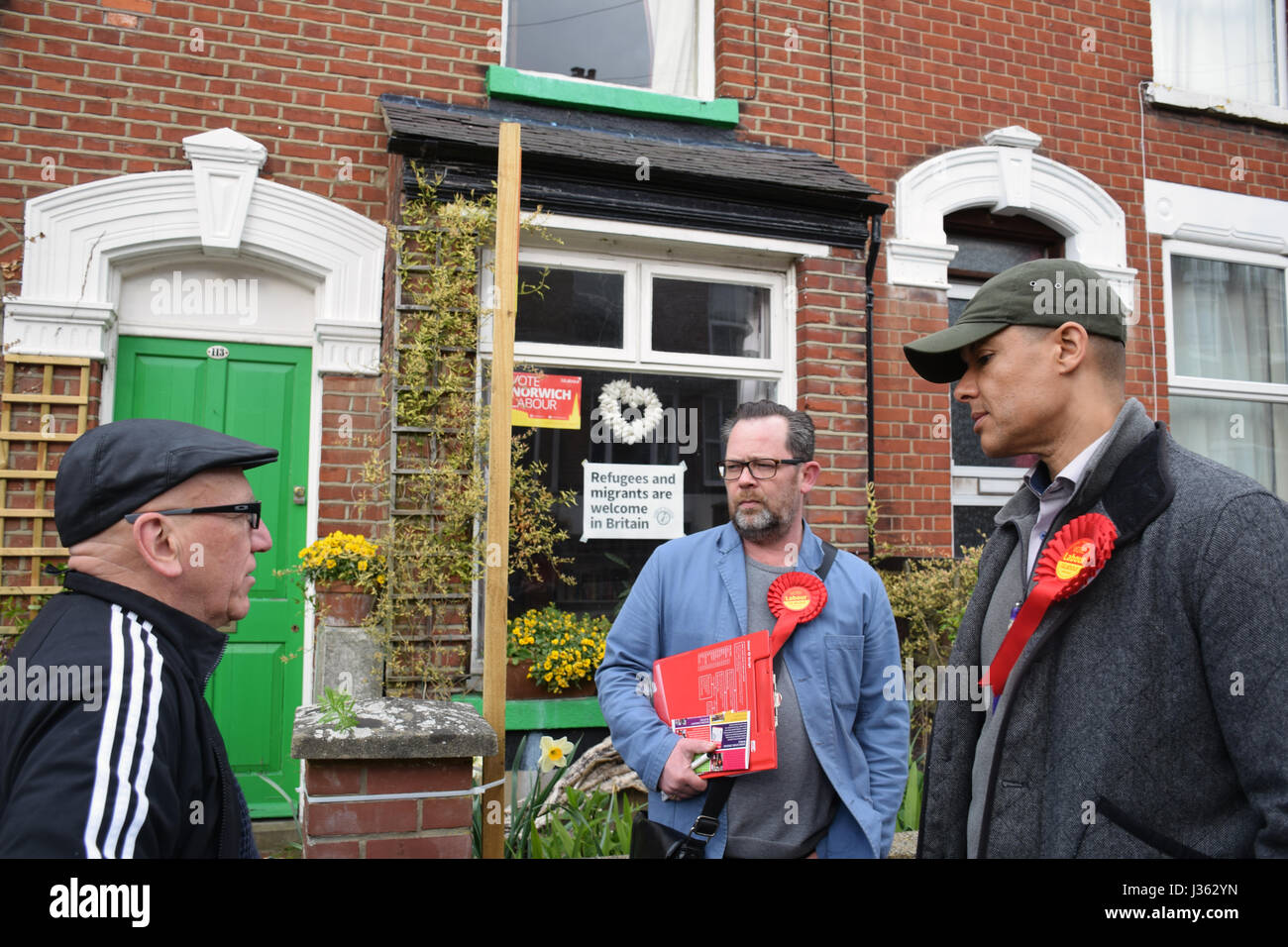 Clive Lewis, Labour MP for Norwich South, canvassing in Norwich 2 days ...