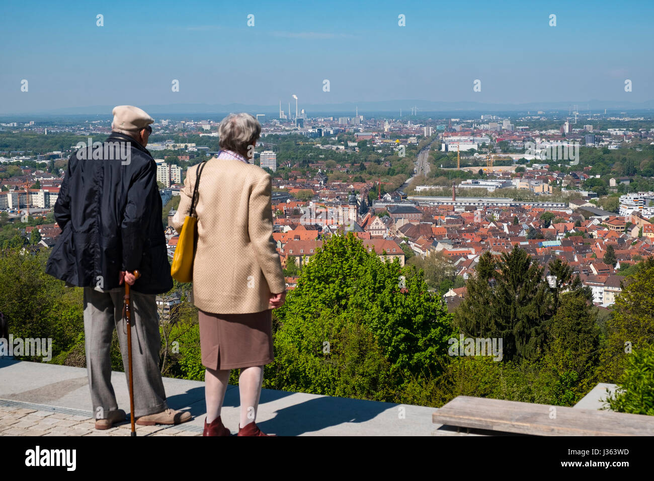 View over city of Karlsruhe from Turmberg hill in Germany Stock Photo ...