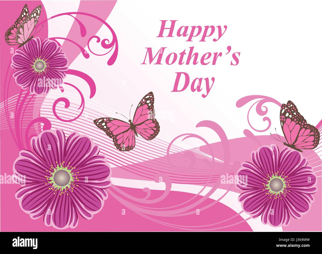 vector illustration of a mother's day card with flowers and butterflies ...