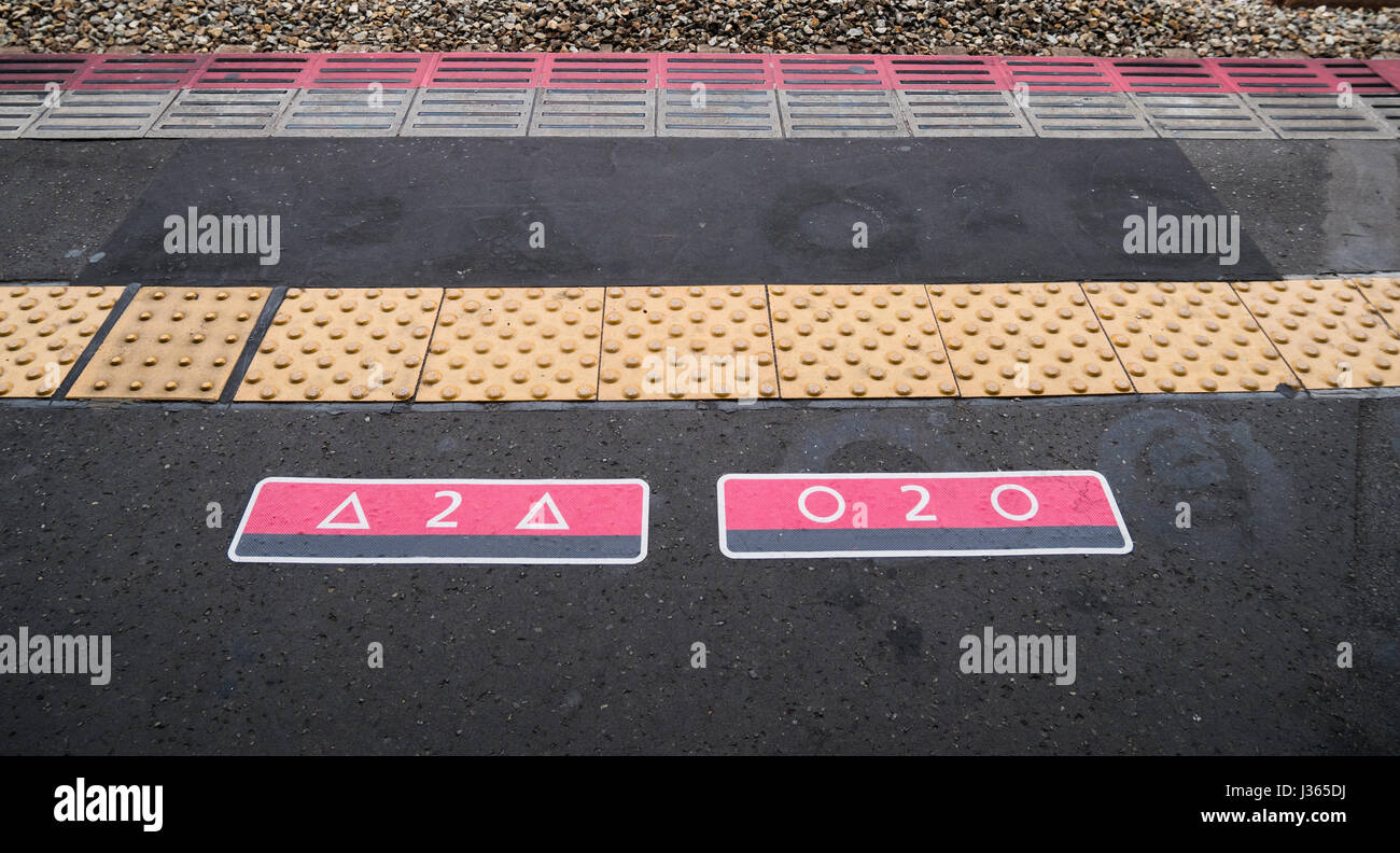 Train waiting platform in japan with Handicapped ramps Stock Photo - Alamy