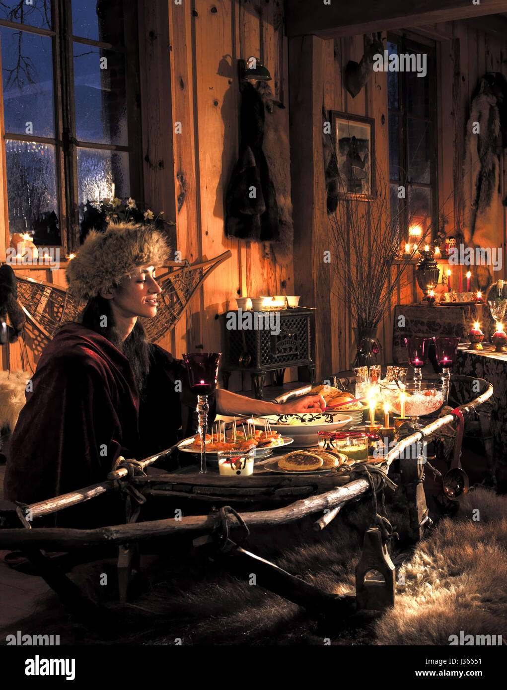 January, dinner from the Deep North: table set up by Diane Vanier Stock ...