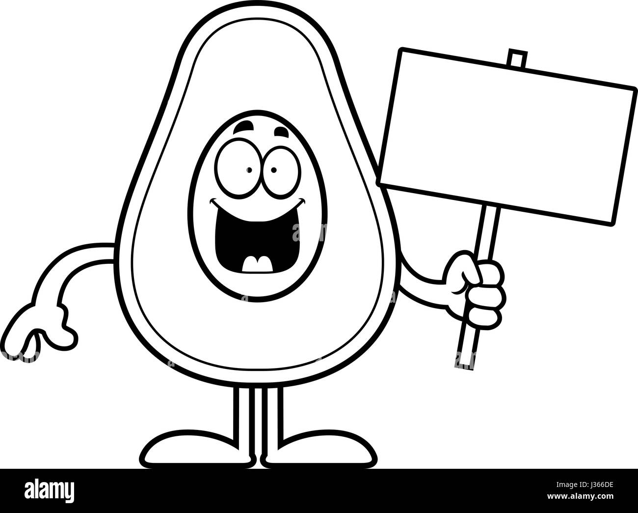 A cartoon illustration of an avocado holding a sign Stock Vector Image ...