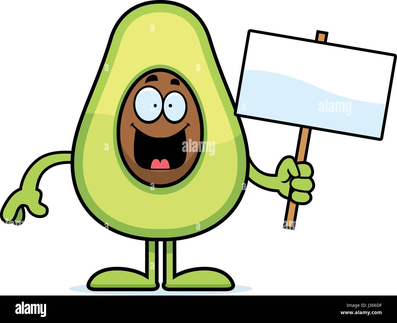 A cartoon illustration of an avocado holding a sign Stock Vector Image ...