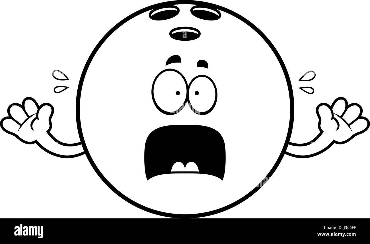 A cartoon illustration of a bowling ball looking scared Stock Vector ...