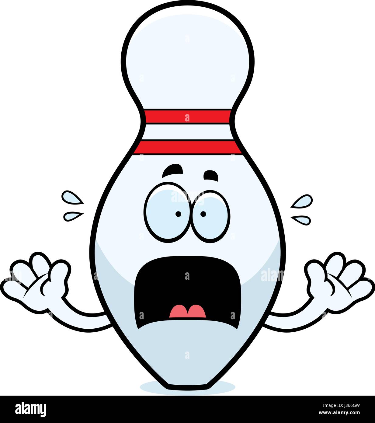A cartoon illustration of a bowling pin looking scared Stock Vector ...