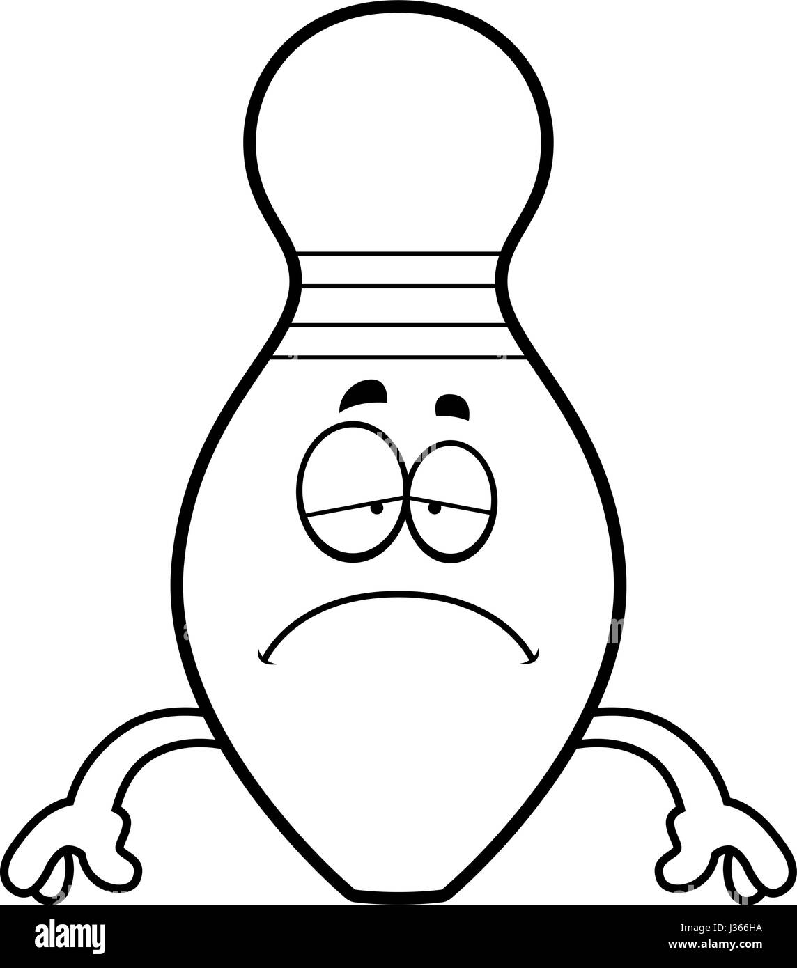 A cartoon illustration of a bowling pin looking sad Stock Vector Image ...