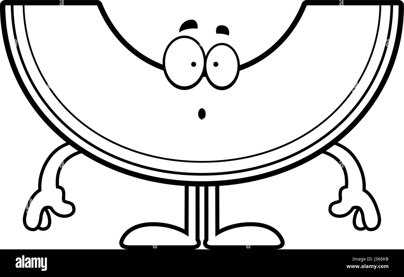A cartoon illustration of a cantaloupe looking surprised Stock Vector ...