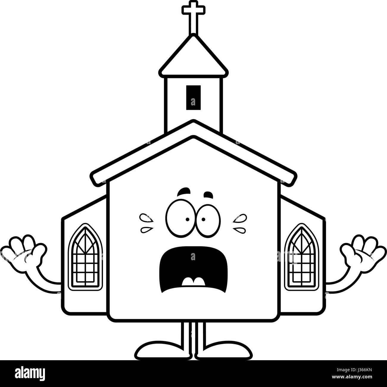 A cartoon illustration of a church looking scared Stock Vector Image ...