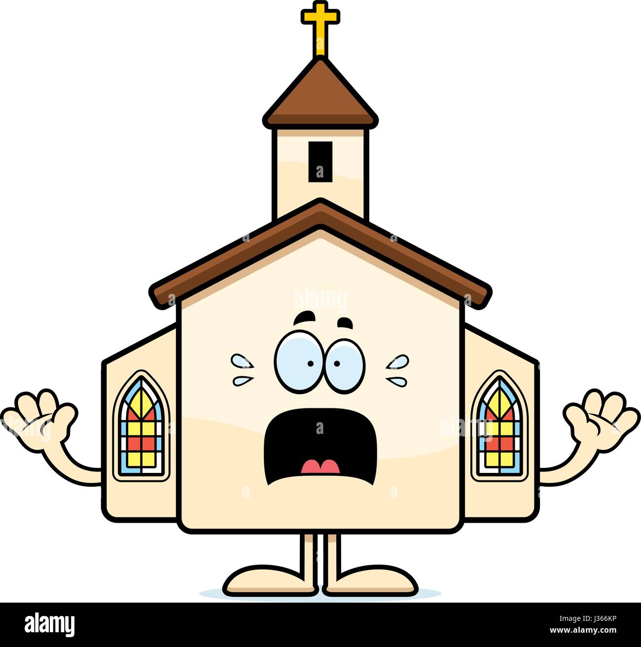 A cartoon illustration of a church looking scared Stock Vector Image ...