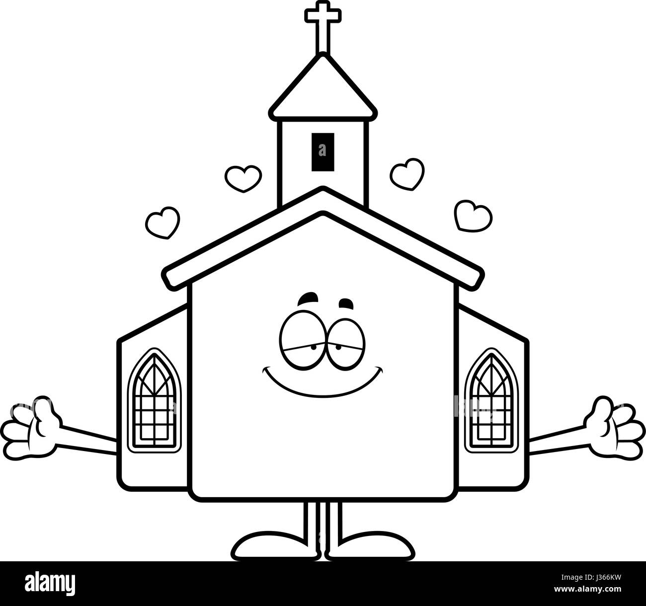 A cartoon illustration of a church ready to give a hug Stock Vector ...