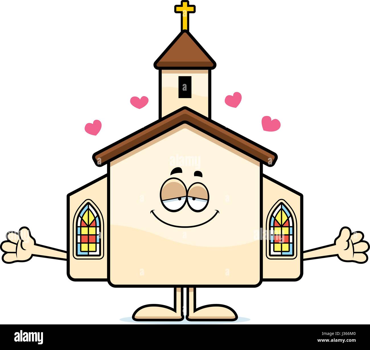 A cartoon illustration of a church ready to give a hug Stock Vector ...