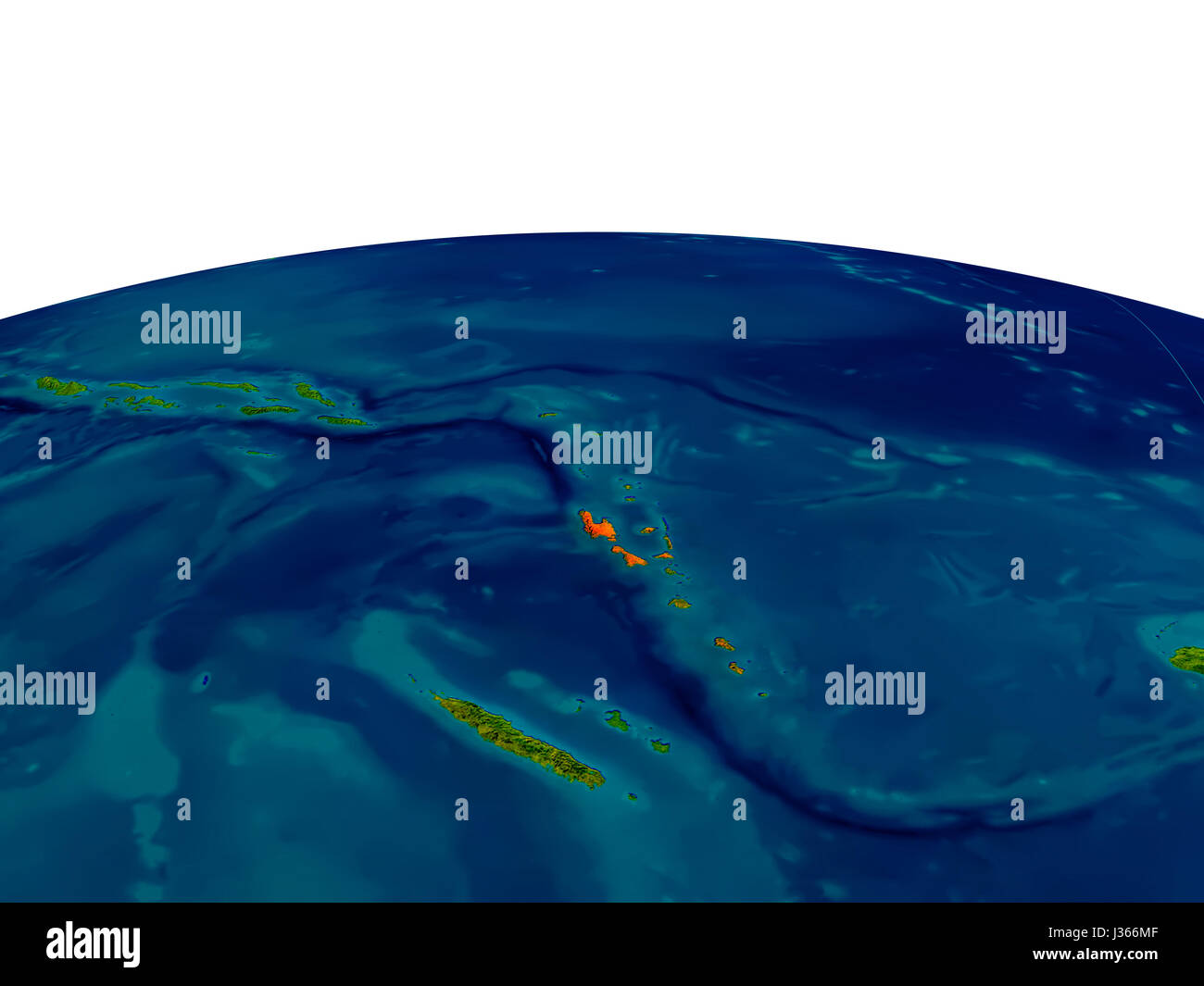 Vanuatu highlighted in red on detailed model of planet Earth. 3D ...