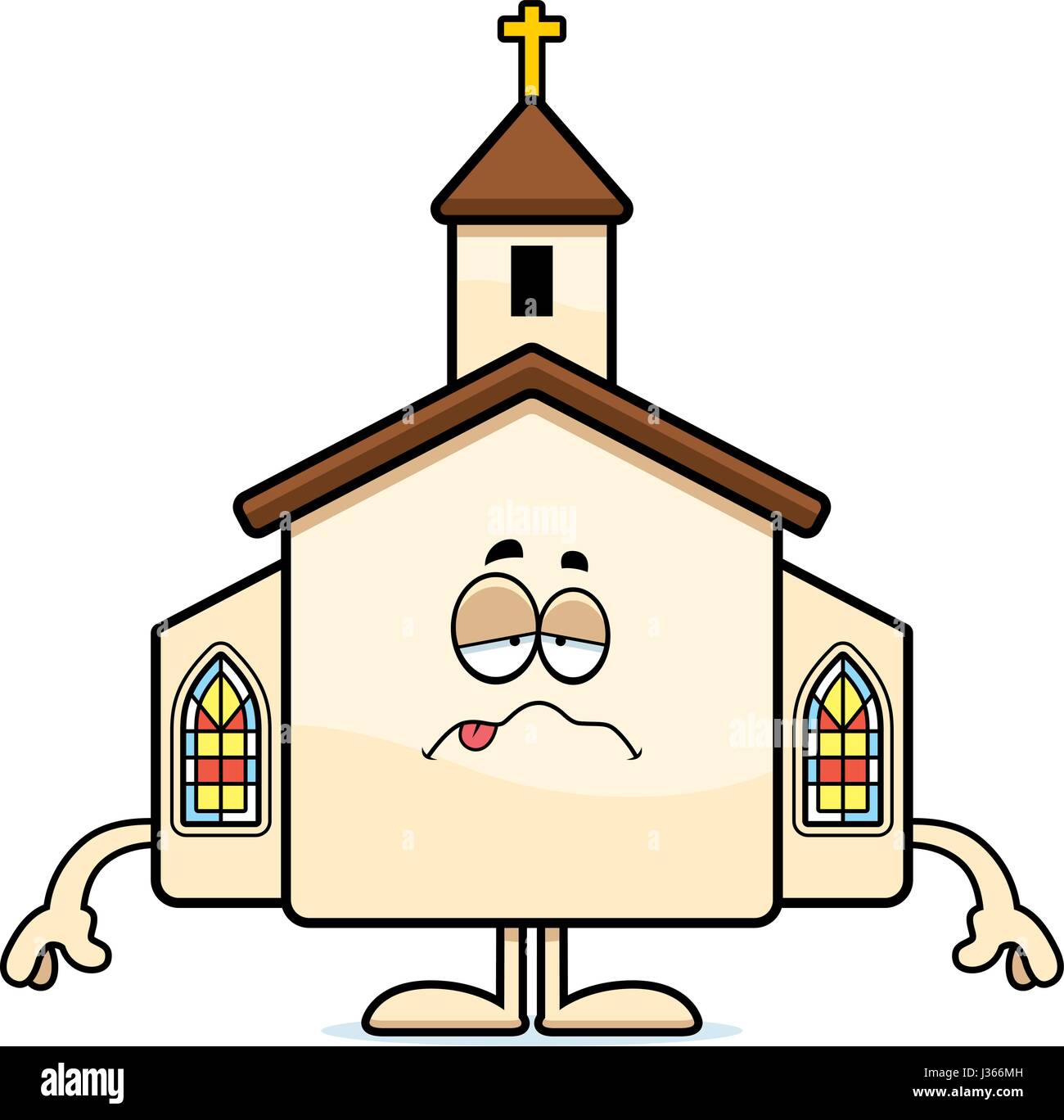 A cartoon illustration of a church looking sick Stock Vector Image ...