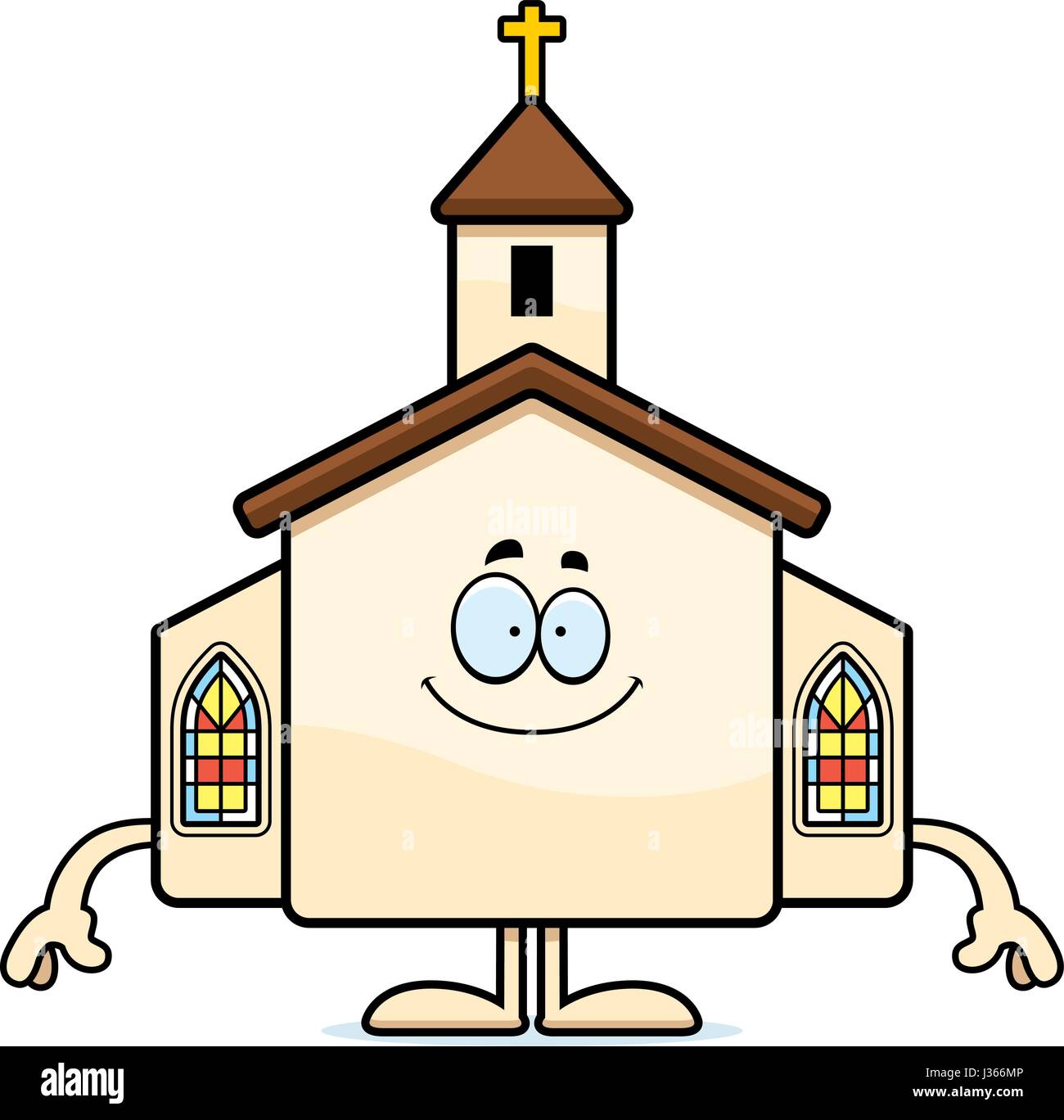 A cartoon illustration of a church looking happy Stock Vector Image ...