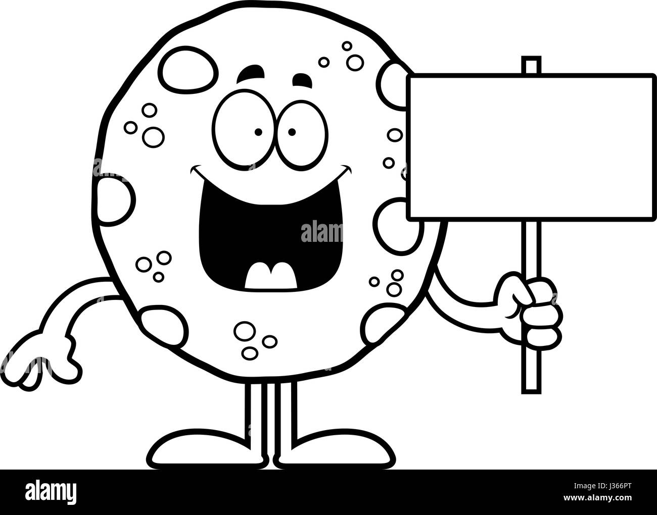 A cartoon illustration of a cookie holding a sign Stock Vector Image ...