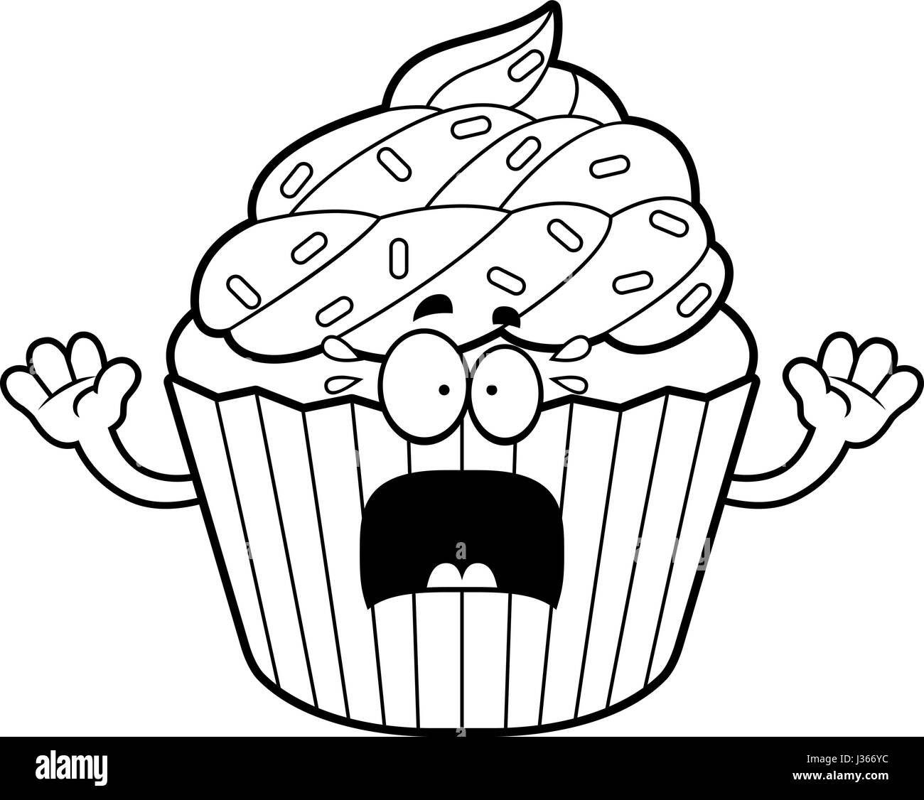 A cartoon illustration of a cupcake looking scared Stock Vector Image ...