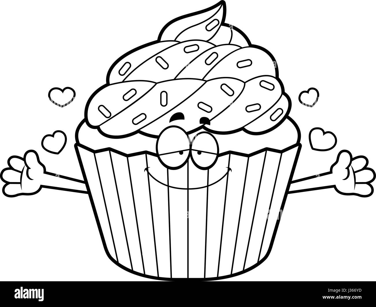 A cartoon illustration of a cupcake ready to give a hug Stock Vector ...