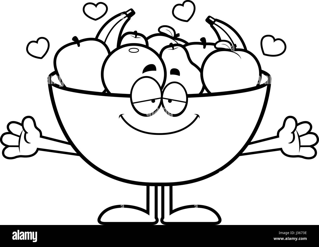 A cartoon illustration of a bowl of fruit ready to give a hug Stock ...