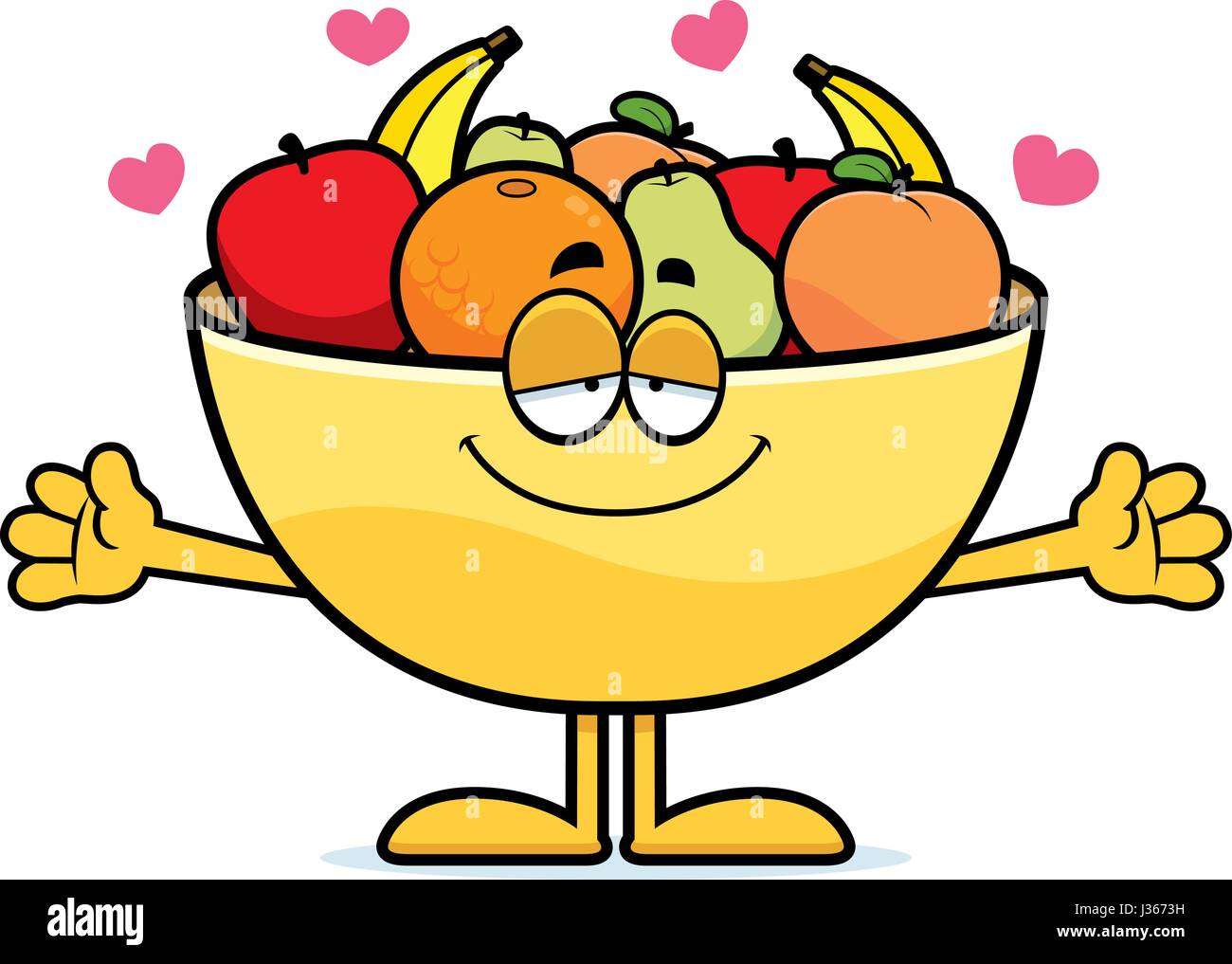 A cartoon illustration of a bowl of fruit ready to give a hug Stock ...