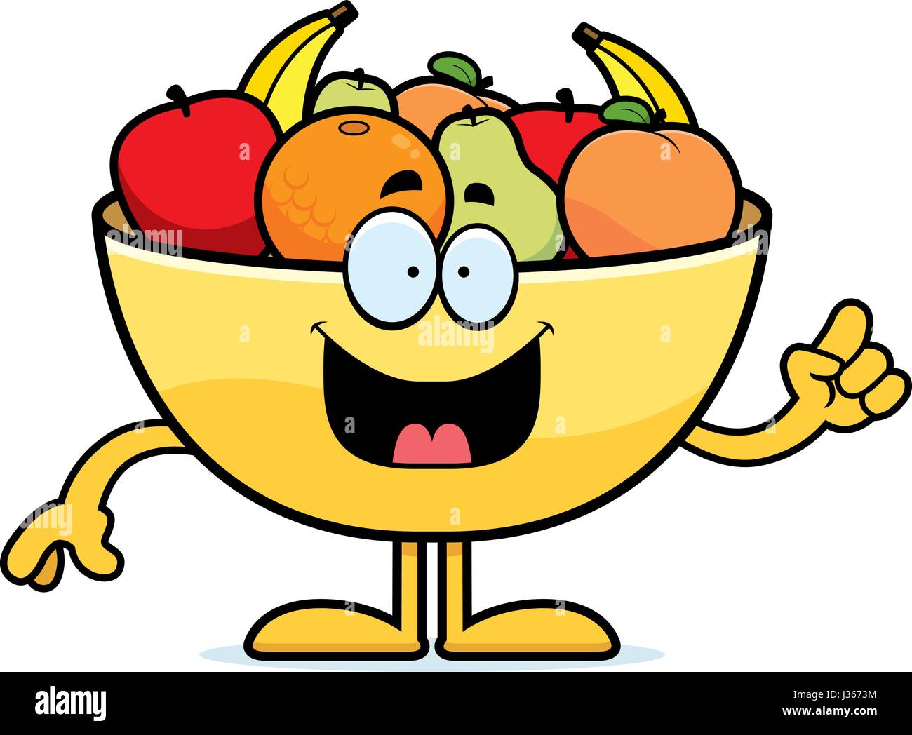 A cartoon illustration of a bowl of fruit with an idea Stock Vector ...