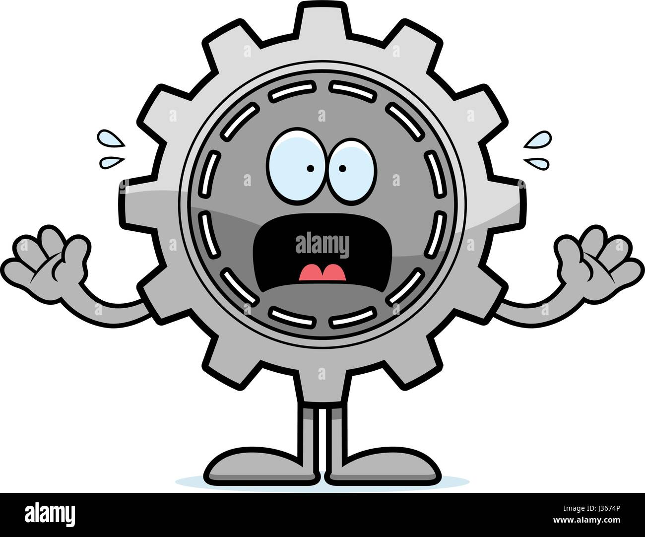 A cartoon illustration of a gear looking scared Stock Vector Image ...