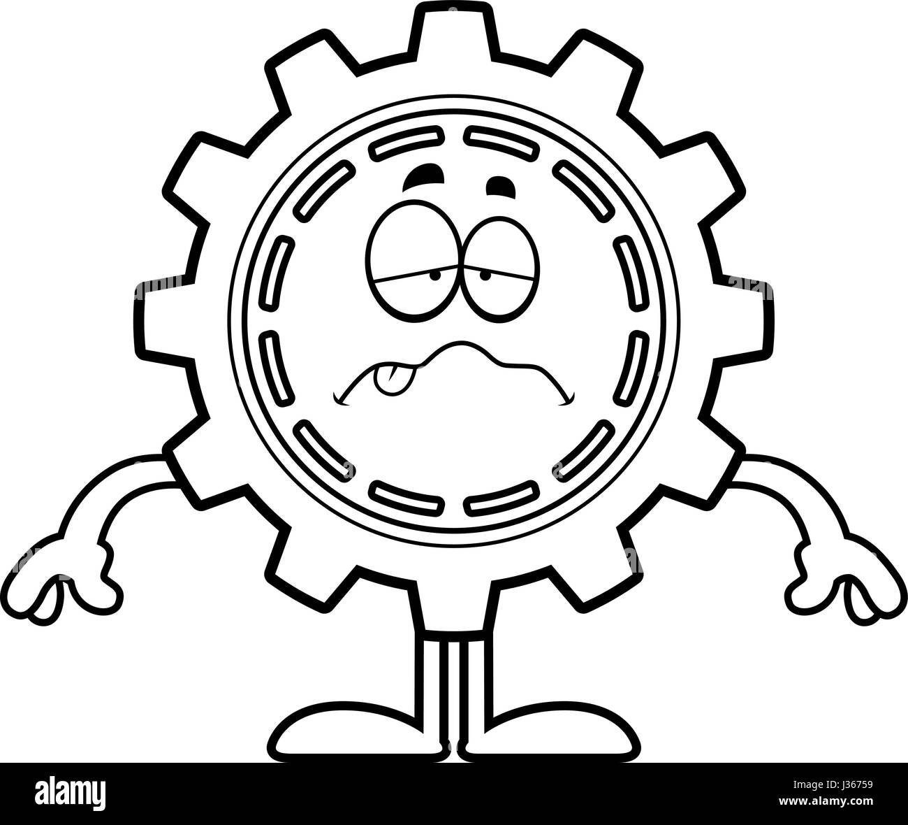 A cartoon illustration of a gear looking sick Stock Vector Image & Art ...