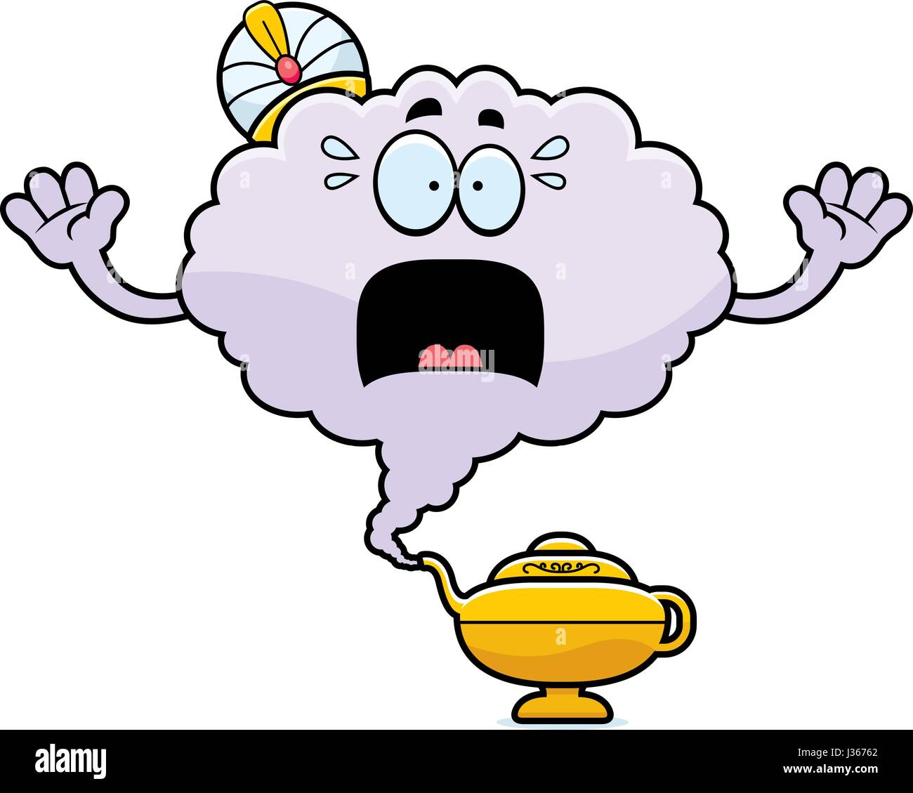 A cartoon illustration of a genie looking scared Stock Vector Image ...