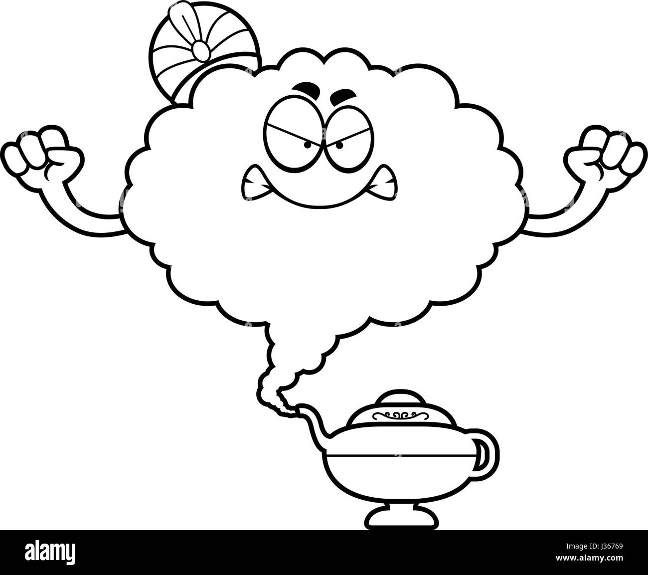 A cartoon illustration of a genie looking angry Stock Vector Image ...