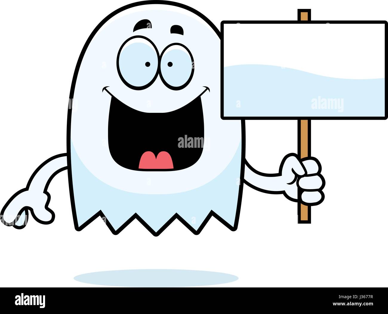 A cartoon illustration of a ghost holding a sign Stock Vector Image ...