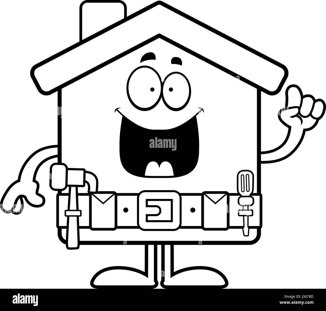 A cartoon illustration of a home improvement house with an idea Stock ...