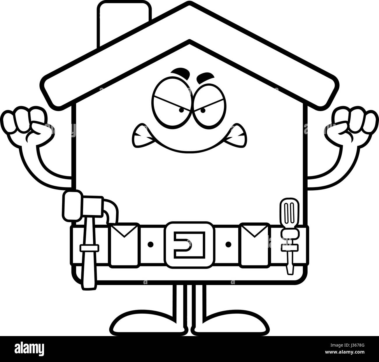 A cartoon illustration of a home improvement house looking angry Stock ...