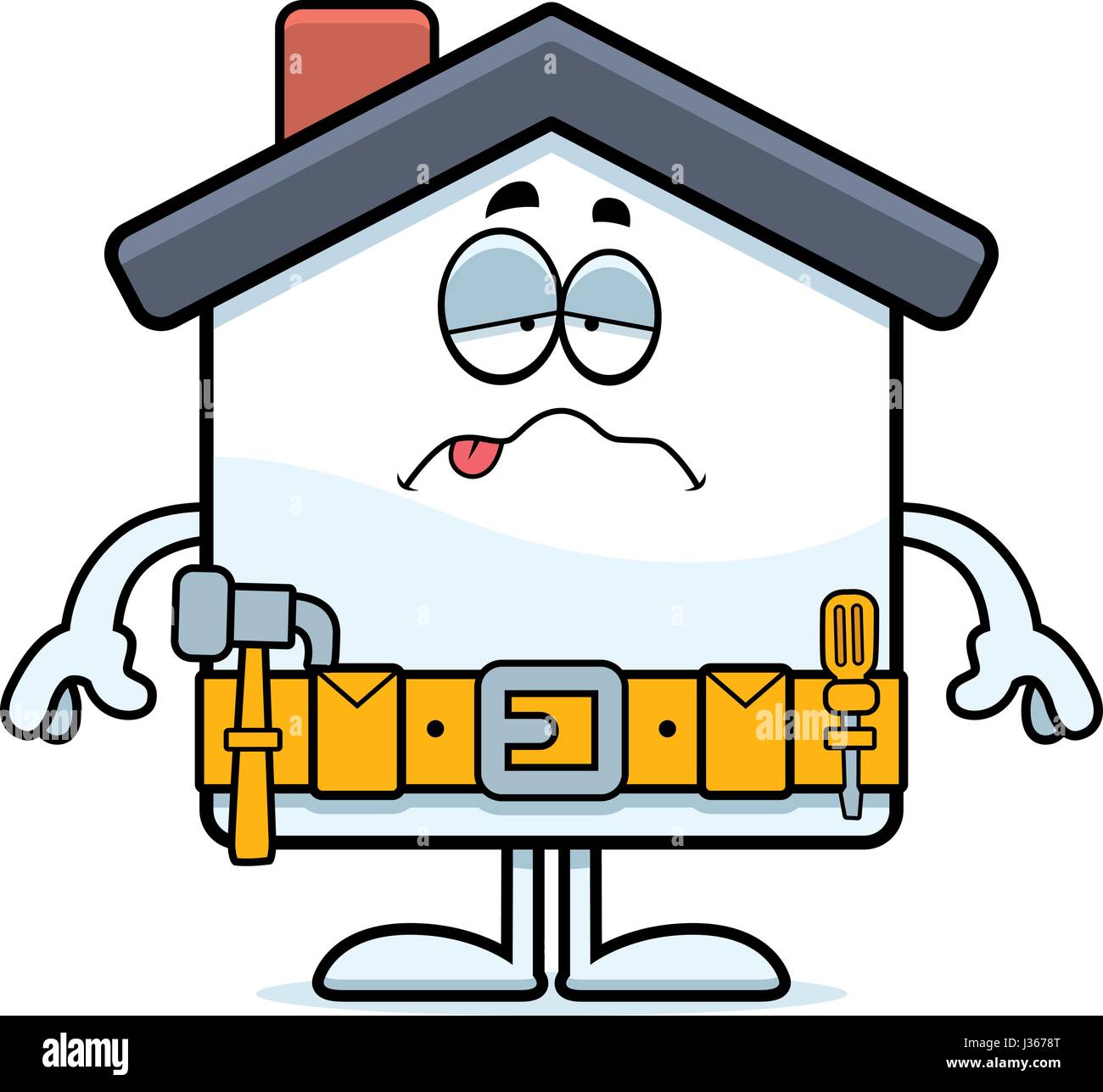 A cartoon illustration of a home improvement house looking sick Stock ...
