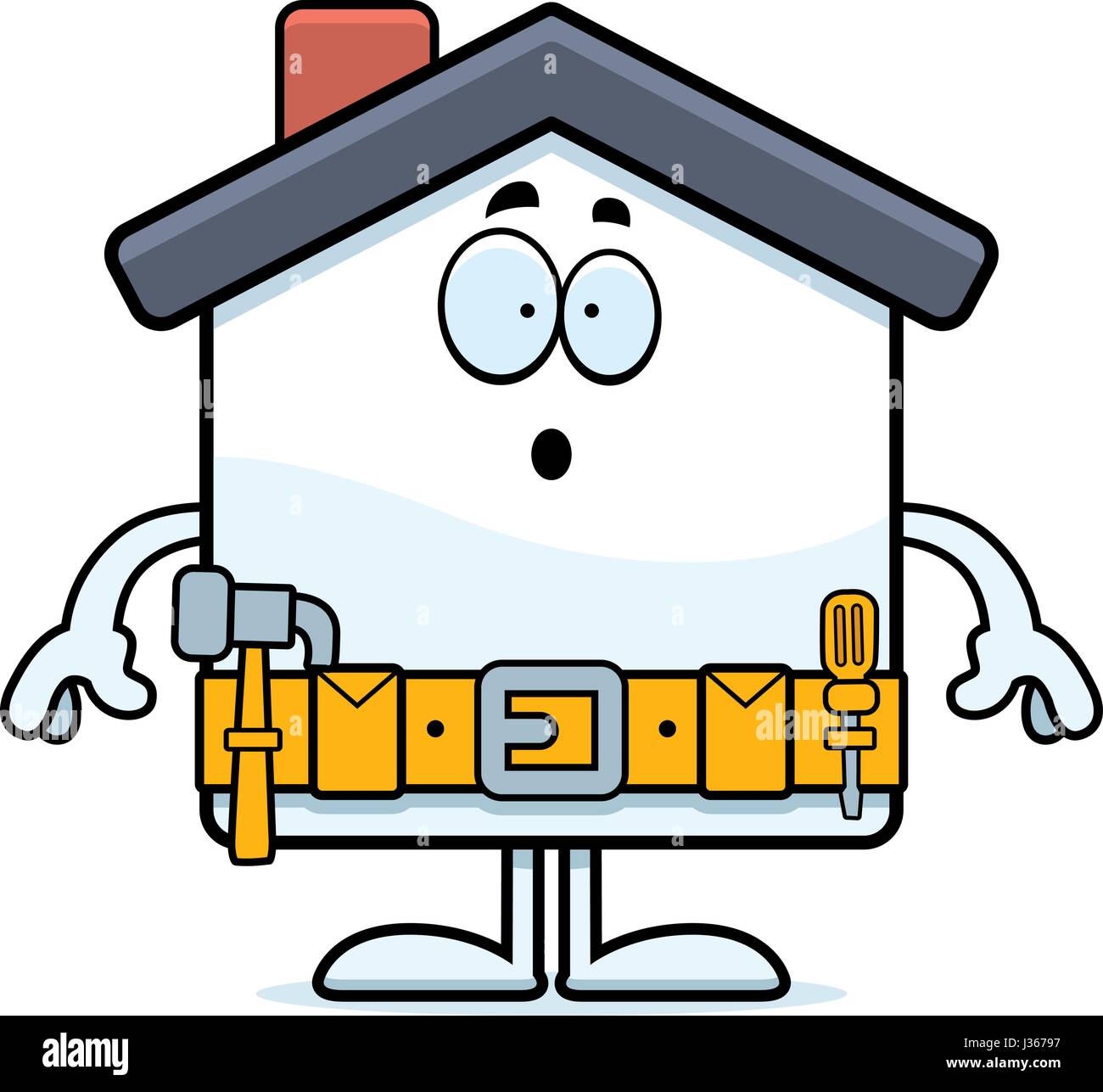 A cartoon illustration of a home improvement house looking surprised ...