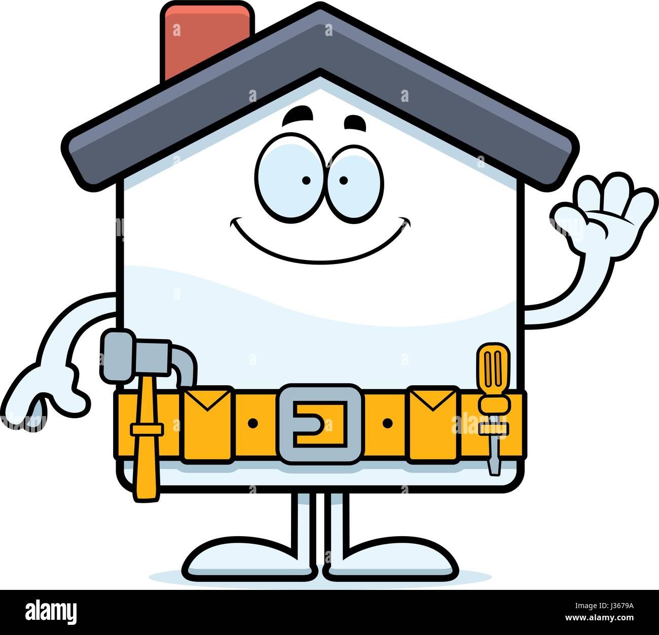 A cartoon illustration of a home improvement house waving Stock Vector ...