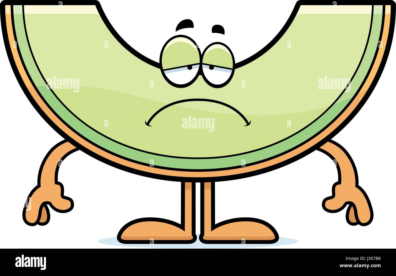 A cartoon illustration of a honeydew melon looking sad Stock Vector ...