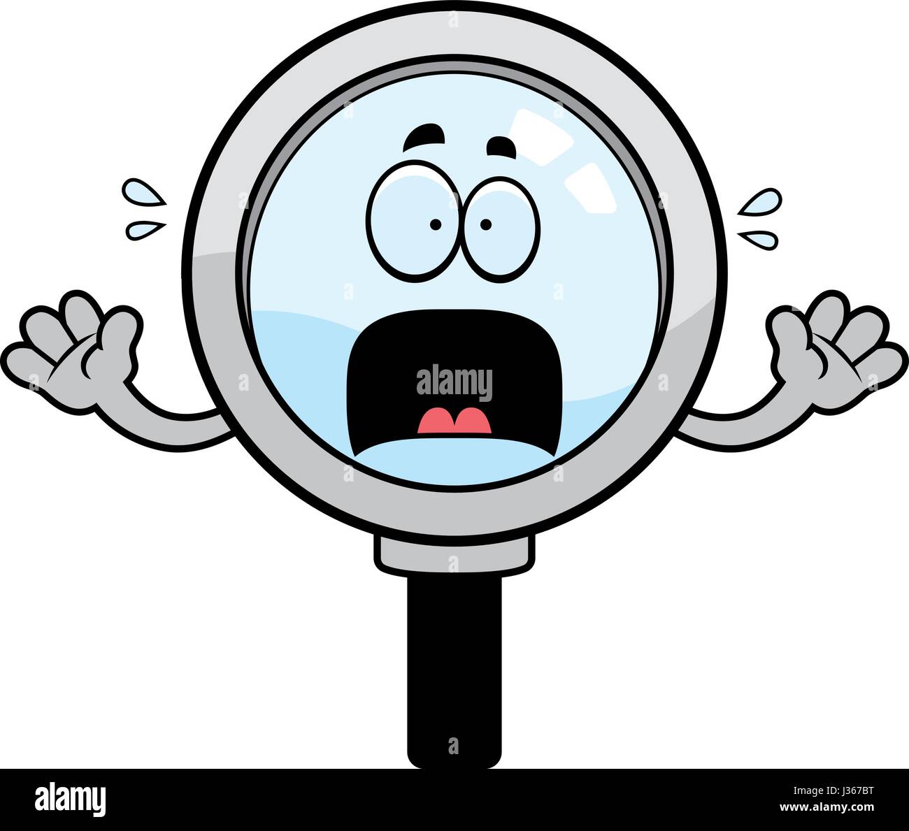 A cartoon illustration of a magnifying glass looking scared Stock ...