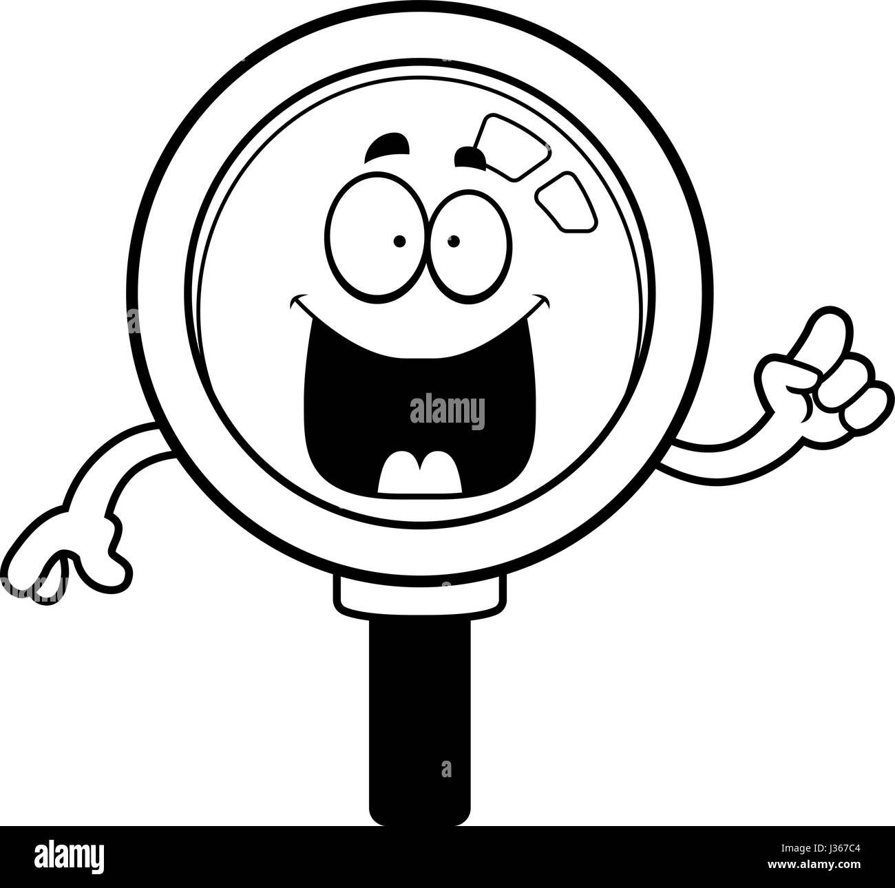 A cartoon illustration of a magnifying glass with an idea Stock Vector ...